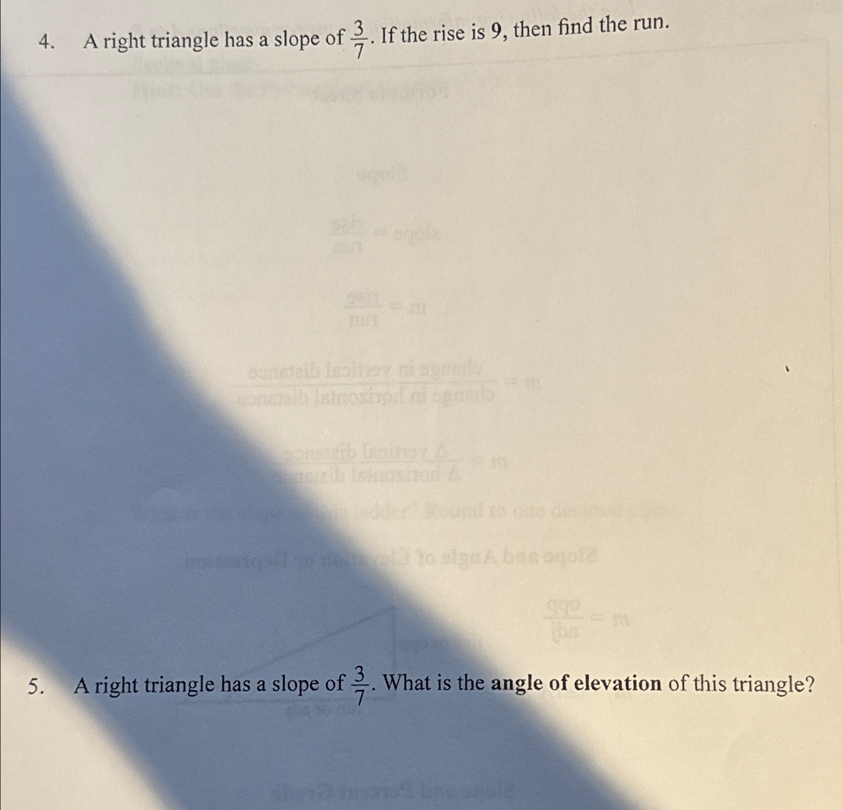 Solved A right triangle has a slope of 37. ﻿If the rise is | Chegg.com