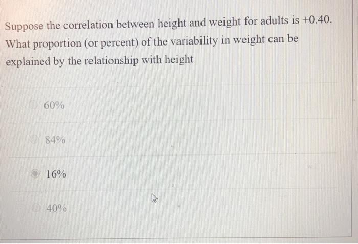 Solved Suppose the correlation between height and weight for | Chegg.com