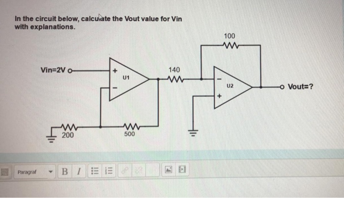 Solved In the circuit below, calculate the Vout value for | Chegg.com