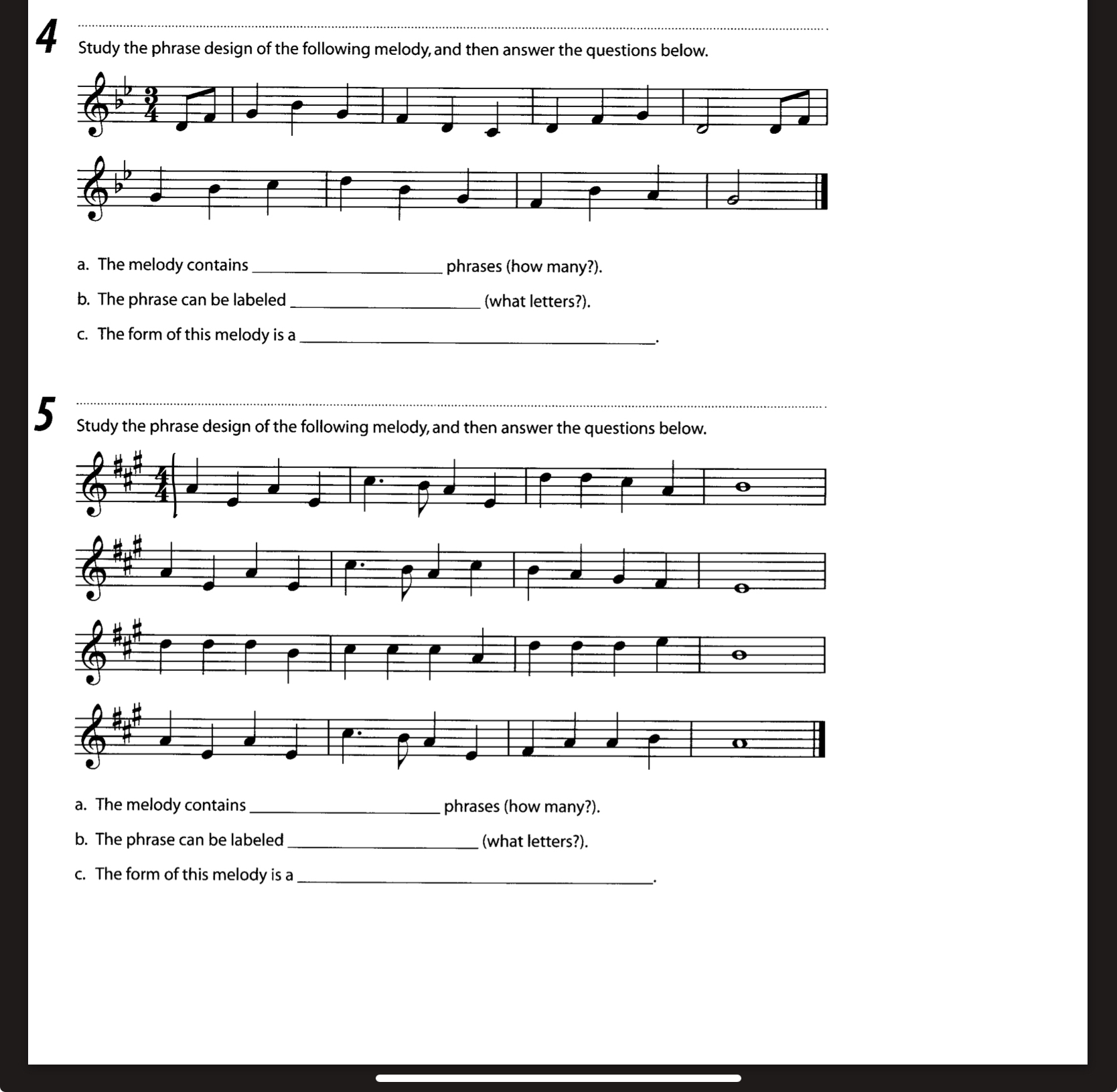 4Study the phrase design of the following melody, and | Chegg.com