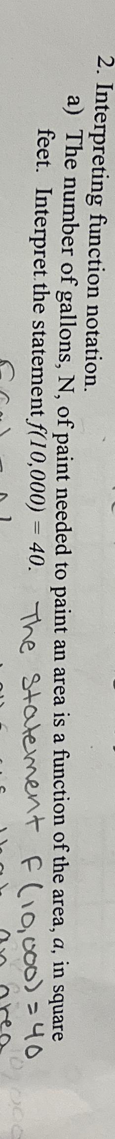 Solved Interpreting Function Notation A ﻿the Number Of