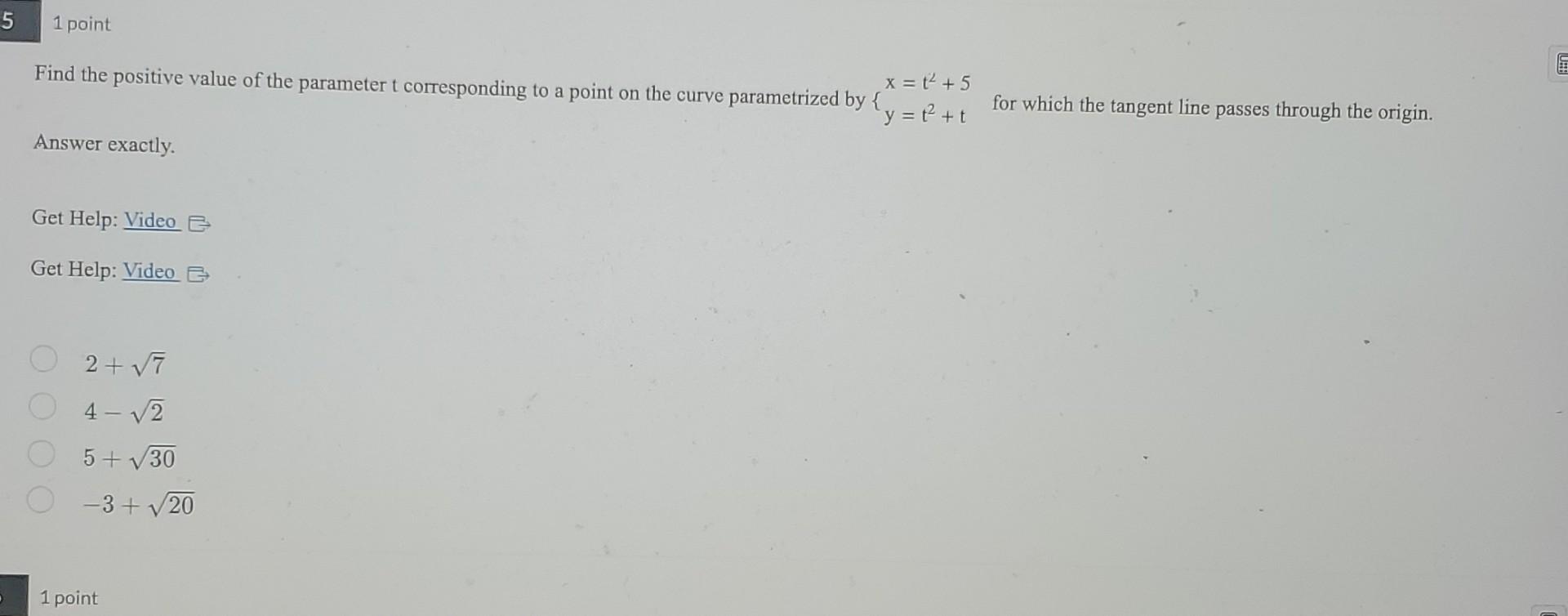 Solved Find the positive value of the parameter t | Chegg.com