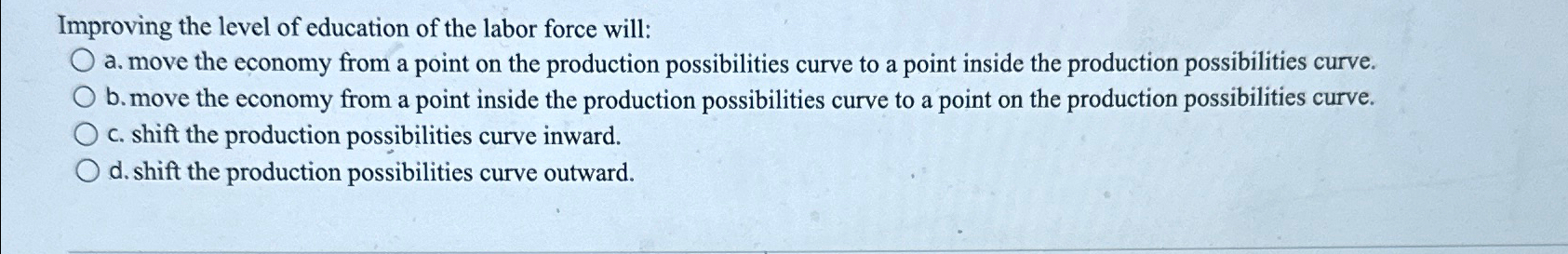 Solved Improving the level of education of the labor force | Chegg.com