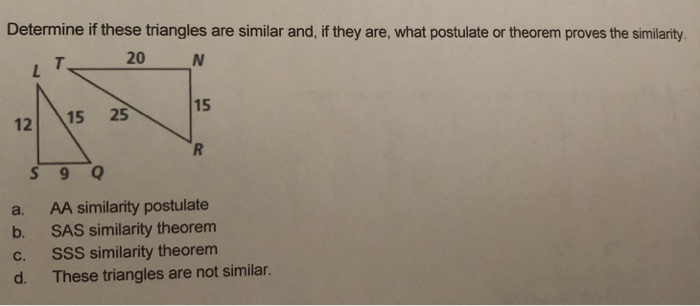 Solved Determine if these triangles are similar and, if they | Chegg.com