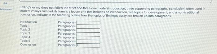Ask References Emling's essay does not follow the | Chegg.com