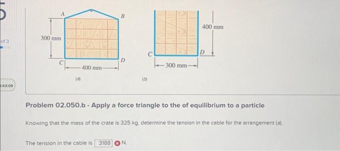 Problem 02.050.c - Apply a force triangle to the | Chegg.com