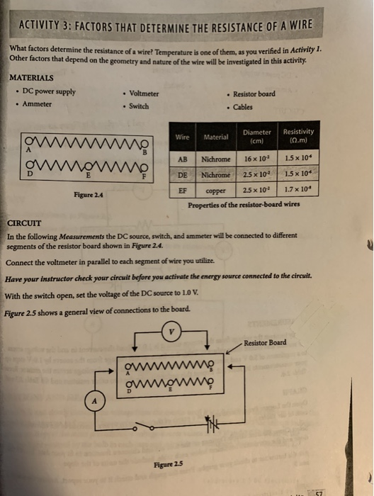 Solved ACTIVITY 3: FACTORS THAT DETERMINE THE RESISTANCE OF | Chegg.com