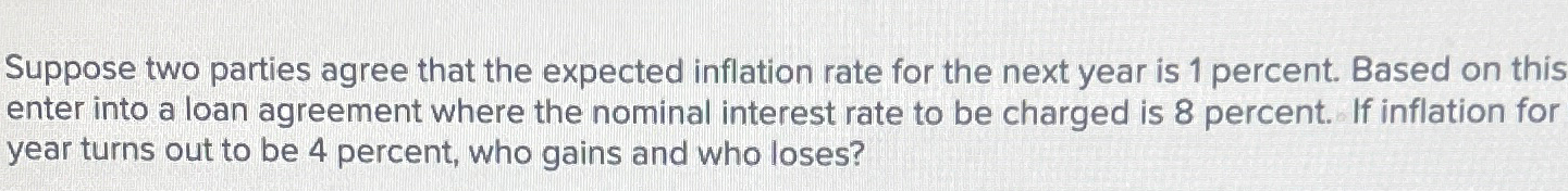 Solved Suppose two parties agree that the expected inflation | Chegg.com