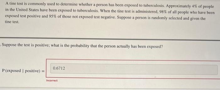 Solved A tine test is commonly used to determine whether a | Chegg.com