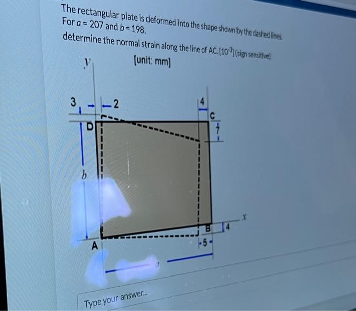 Solved The rectangular plate is deformed into the shape | Chegg.com
