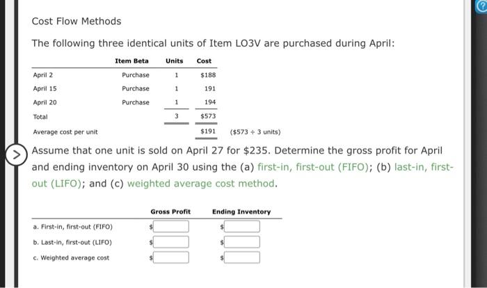Solved Cost Flow Methods The following three identical units | Chegg.com
