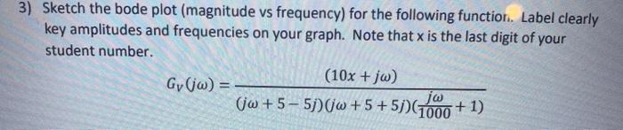 Solved 3) Sketch the bode plot (magnitude vs frequency) for | Chegg.com