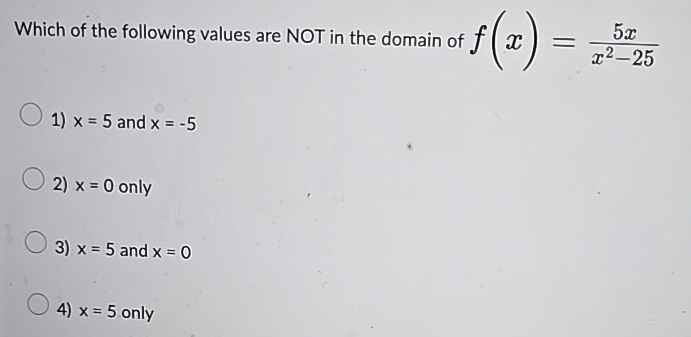 Solved Which of the following values are NOT in the domain | Chegg.com
