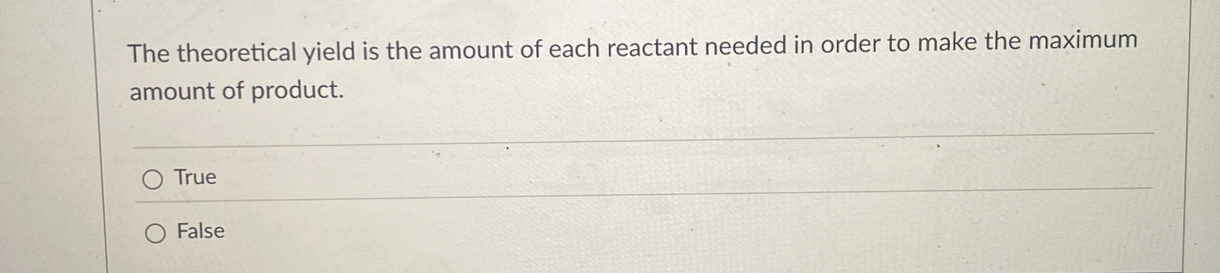 Solved The theoretical yield is the amount of each reactant | Chegg.com