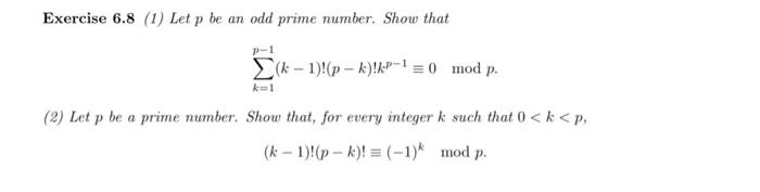 Solved Exercise 6.8 (1) Let p be an odd prime number. Show | Chegg.com