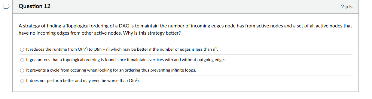 Solved Question 12A strategy of finding a Topological | Chegg.com