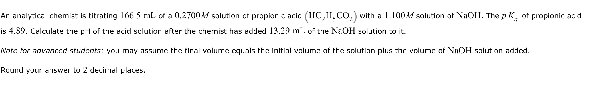 Solved An analytical chemist is titrating 166.5mL ﻿of a | Chegg.com
