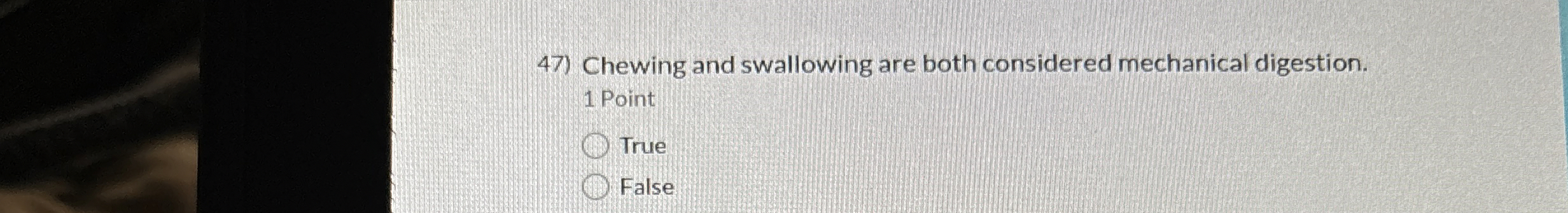 Solved hewing and swallowing are both considered mechanical | Chegg.com