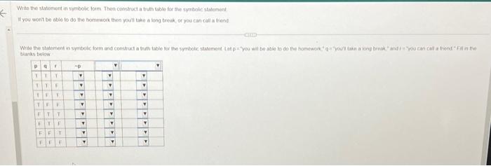Solved ← Write the statement in symbolic form. Then | Chegg.com