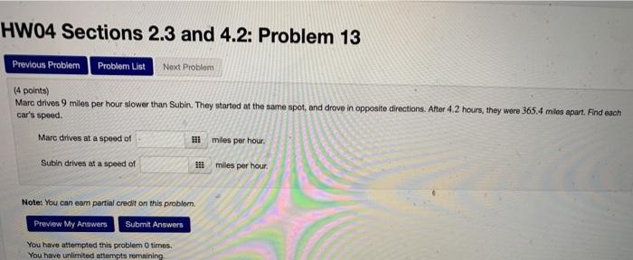 Solved HW04 Sections 2.3 and 4.2: Problem 13 Previous | Chegg.com