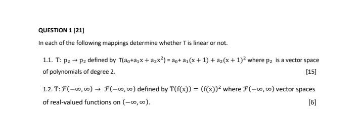 Solved In each of the following mappings determine whether T | Chegg.com