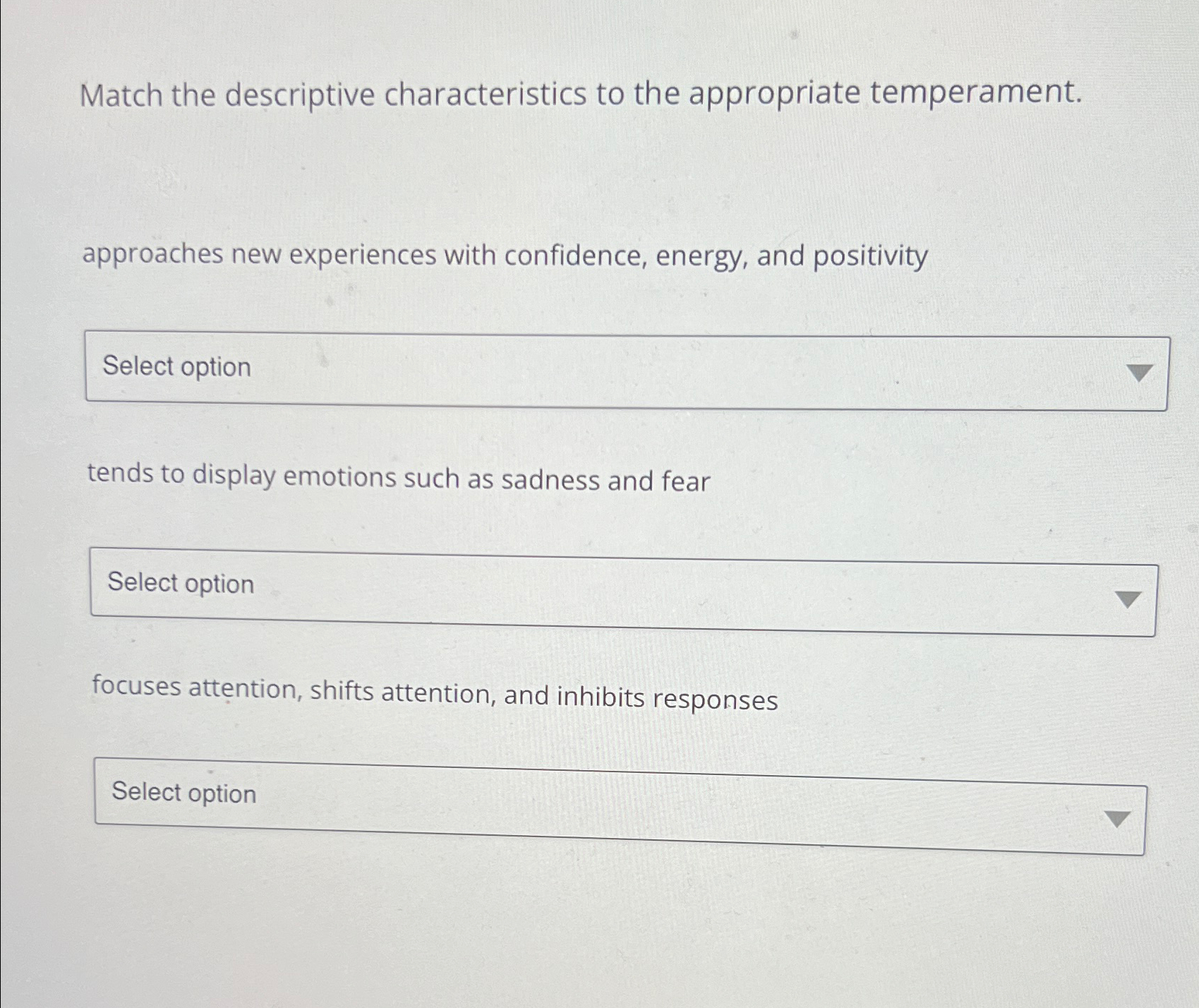 Solved Match the descriptive characteristics to the | Chegg.com