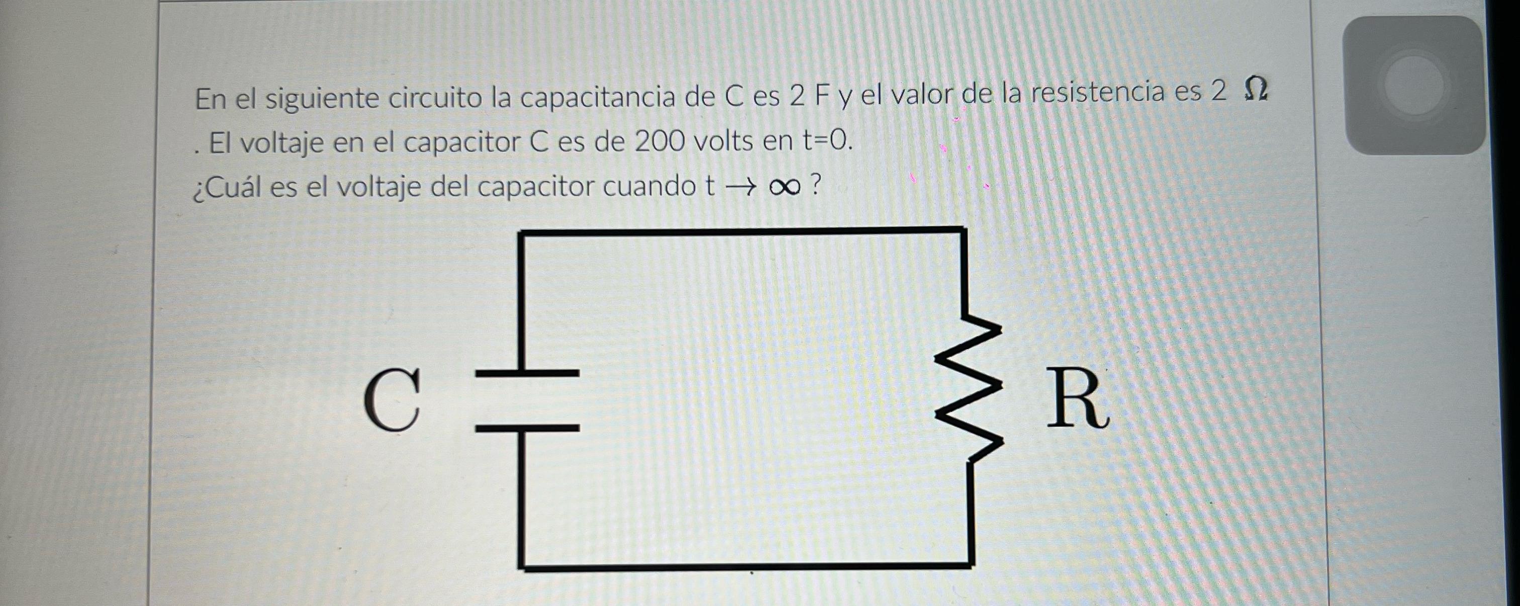 Solved En el siguiente circuito la capacitancia de C es 2F | Chegg.com