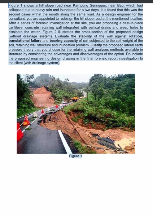 Solved Figure 1 shows a hill slope road near Kampung | Chegg.com