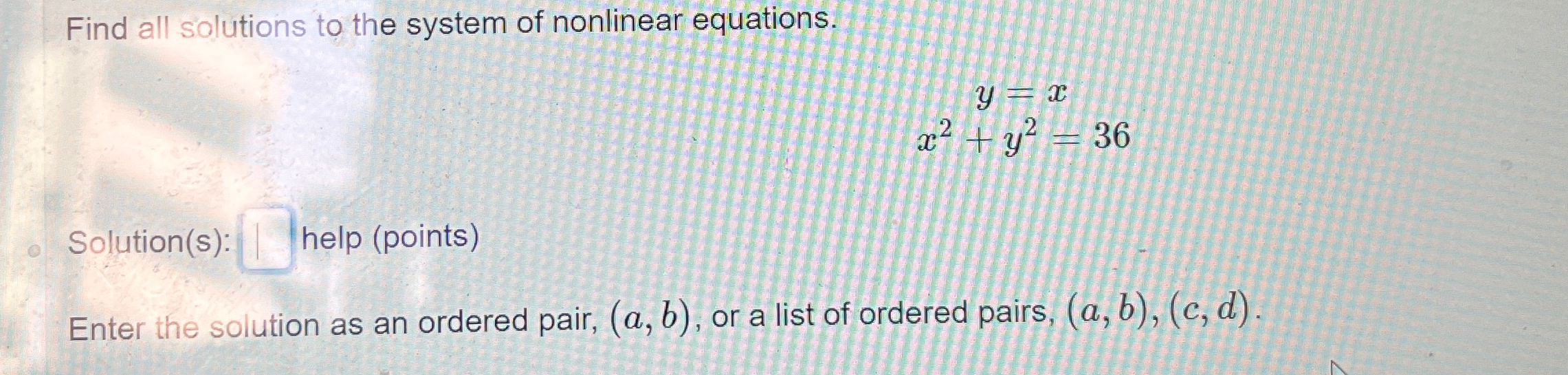 Solved Find all solutions to the system of nonlinear | Chegg.com