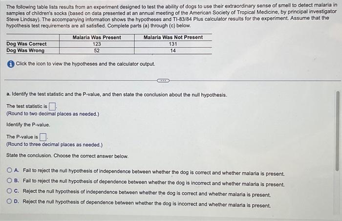 Solved The following table lists results from an experiment | Chegg.com