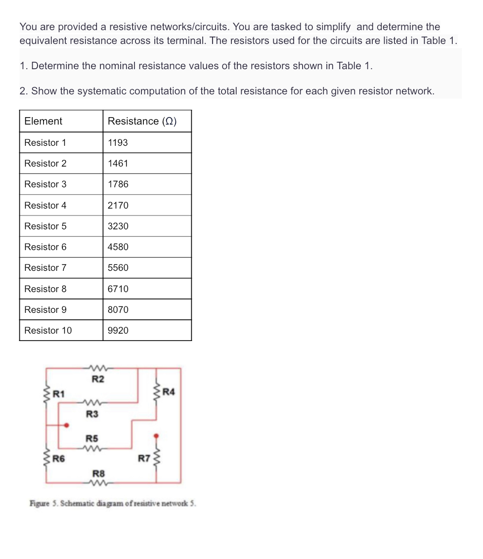 You are provided a resistive networks/circuits. ﻿You | Chegg.com