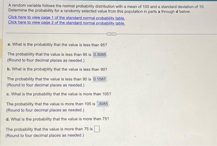 Solved A random variable follows the normal probability | Chegg.com