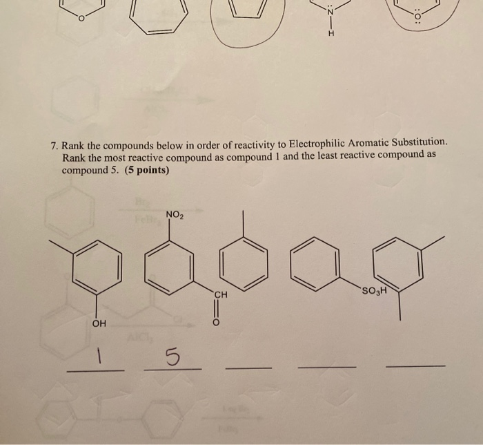 Solved H 7. Rank the compounds below in order of reactivity | Chegg.com