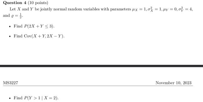 Solved Let X and Y be jointly normal random variables with | Chegg.com
