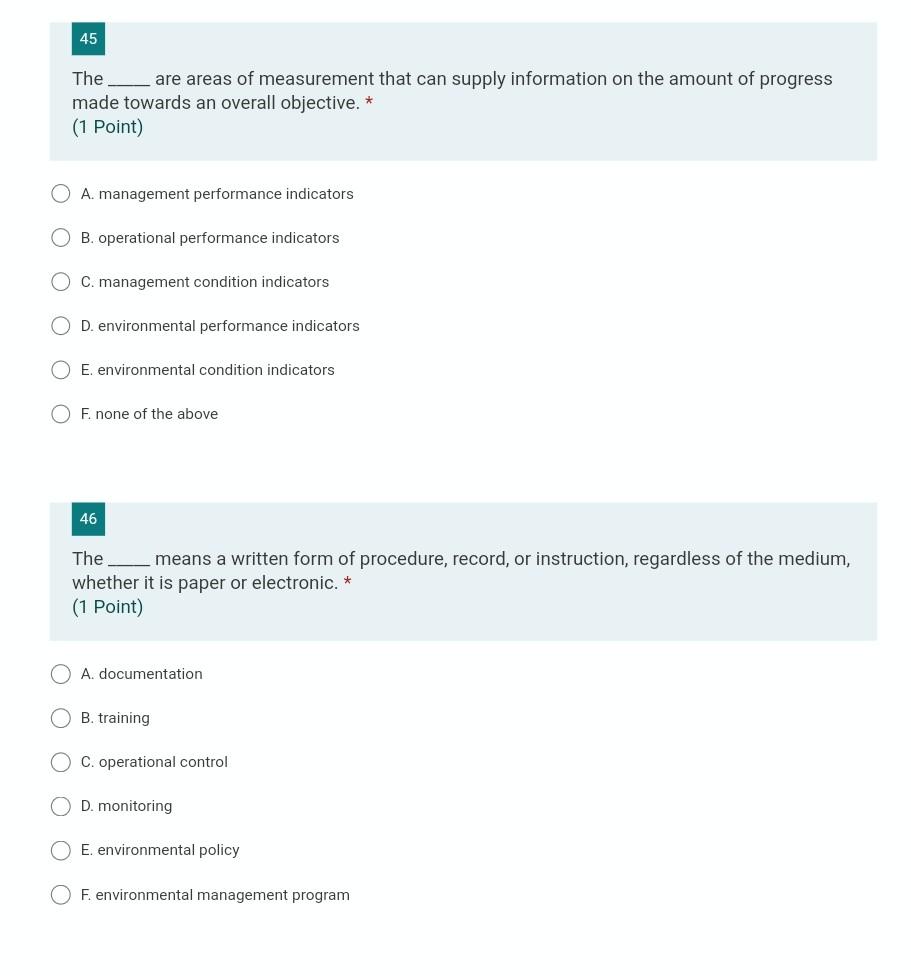 Solved 45 The are areas of measurement that can supply | Chegg.com
