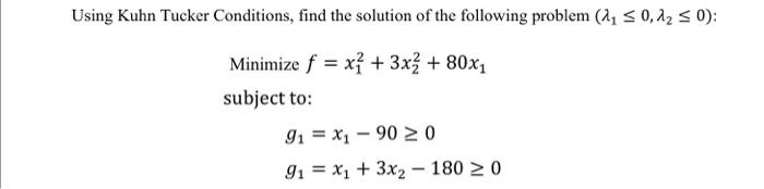 Solved Using Kuhn Tucker Conditions, find the solution of | Chegg.com