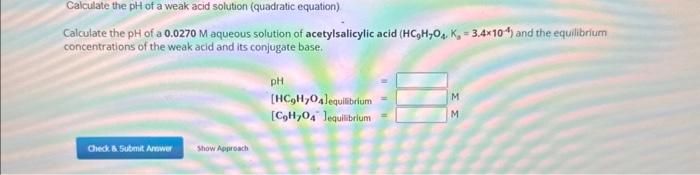 Solved Calculate the pH of a weak acid solution | Chegg.com