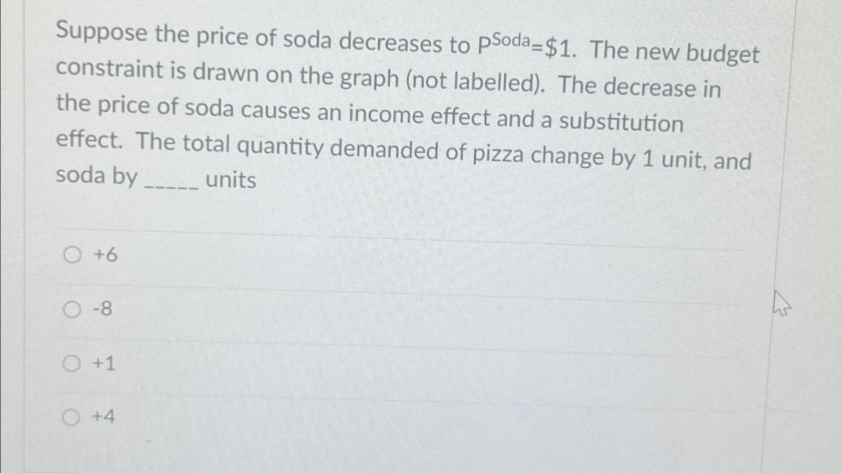 Solved Suppose the price of soda decreases to PSoda =$1. | Chegg.com