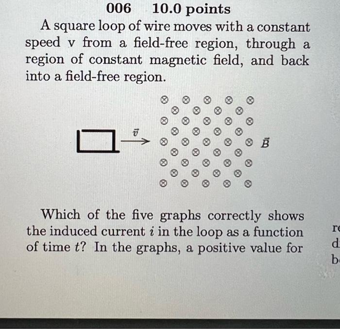 Solved A square loop of wire moves with a constant speed v | Chegg.com