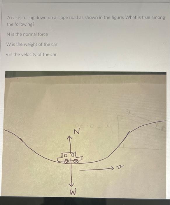 Solved A car is rolling down on a slope road as shown in the | Chegg.com