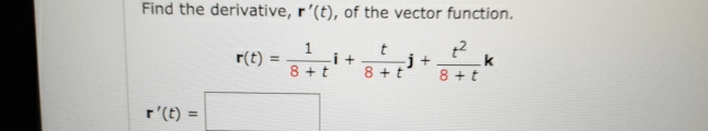 Solved Find the derivative, r'(t), ﻿of the vector | Chegg.com