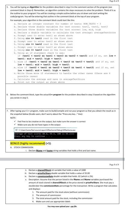 Solved i. Paye t of 3 5. You will be typing an Algorithm for | Chegg.com