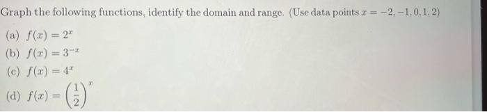 Solved Graph the following functions, identify the domain | Chegg.com