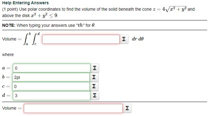 Solved Help Entering Answers(1 point) Use polar | Chegg.com Solved Help Entering Answers(1 point) Use polar | Chegg.com