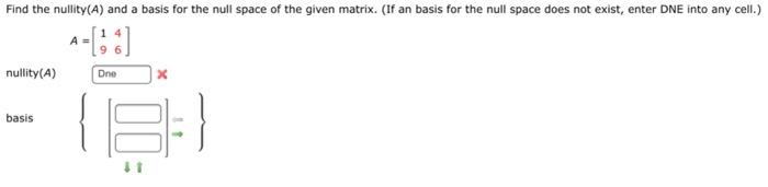 Solved Find the nullity(A) and a basis for the null space of | Chegg.com