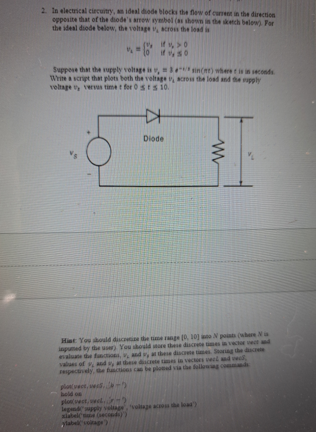 Solved In electrical circuitry, an ideal diode block the | Chegg.com