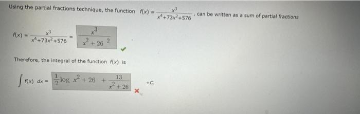 Solved Using the partial fractions technique, the function | Chegg.com