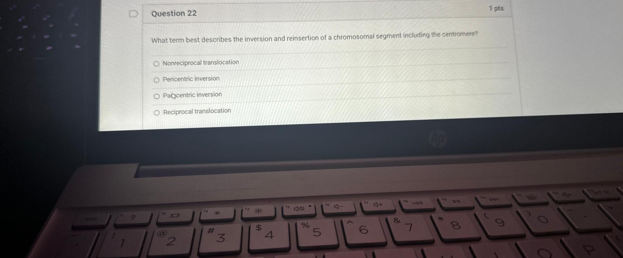 Solved Question 221ptsWhat term best describes the inversion | Chegg.com