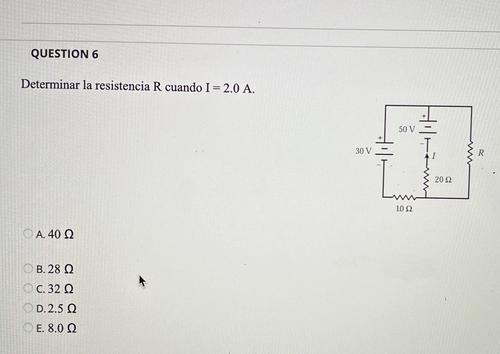 Solved QUESTION 6Determinar la resistencia R ﻿cuando | Chegg.com