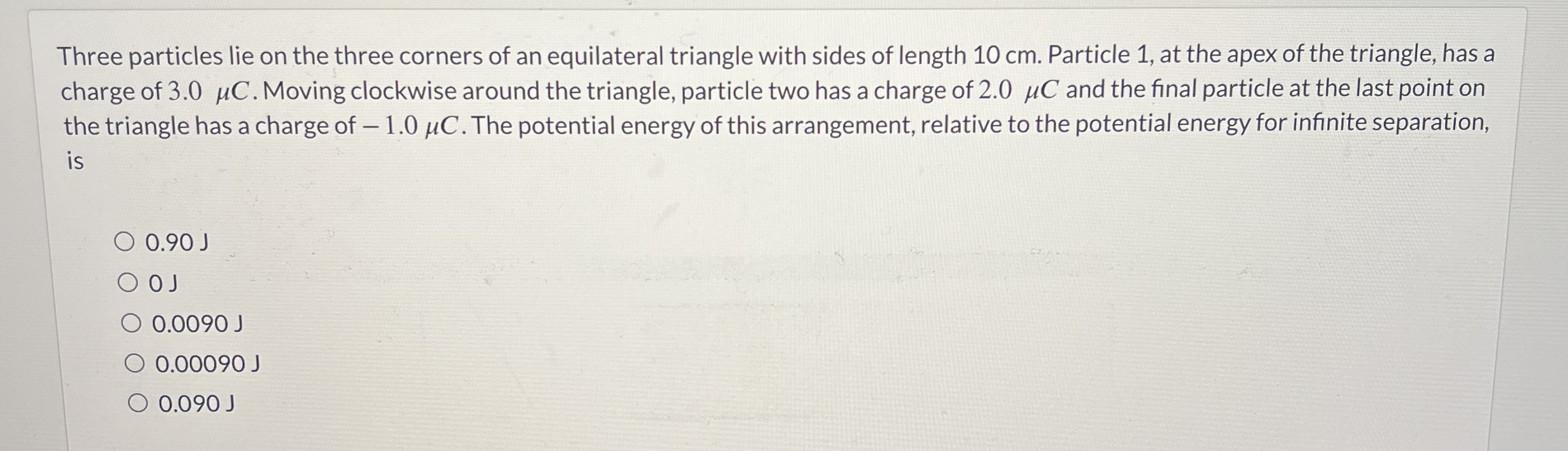 Solved Three particles lie on the three corners of an | Chegg.com